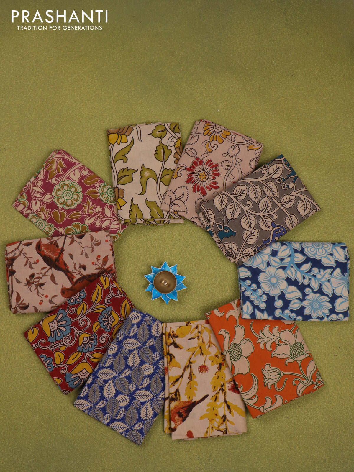 Kalamkari cotton blouse bits multi colour and multi design pack of 10 ...