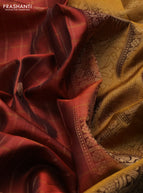 Pure soft silk saree rust shade and dark mustard with allover zari che ...