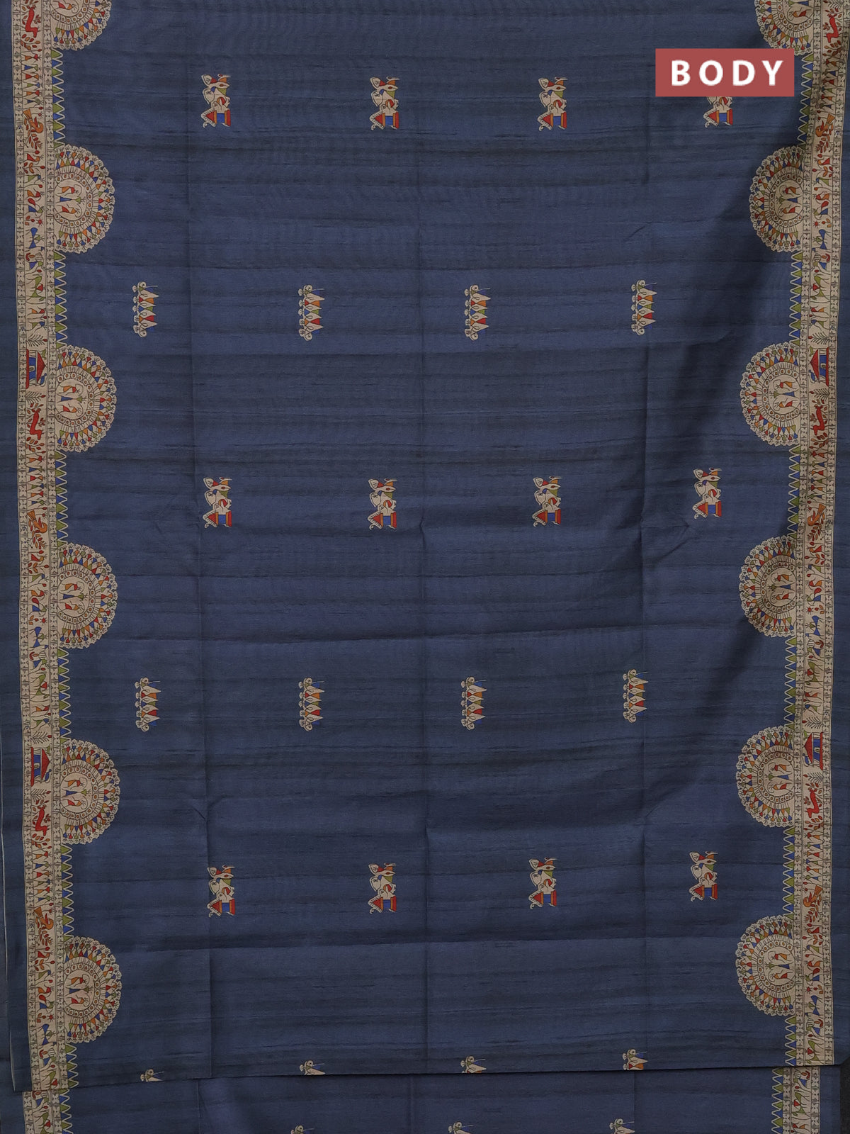 Semi tussar saree grey and beige with allover walri butta prints and p ...