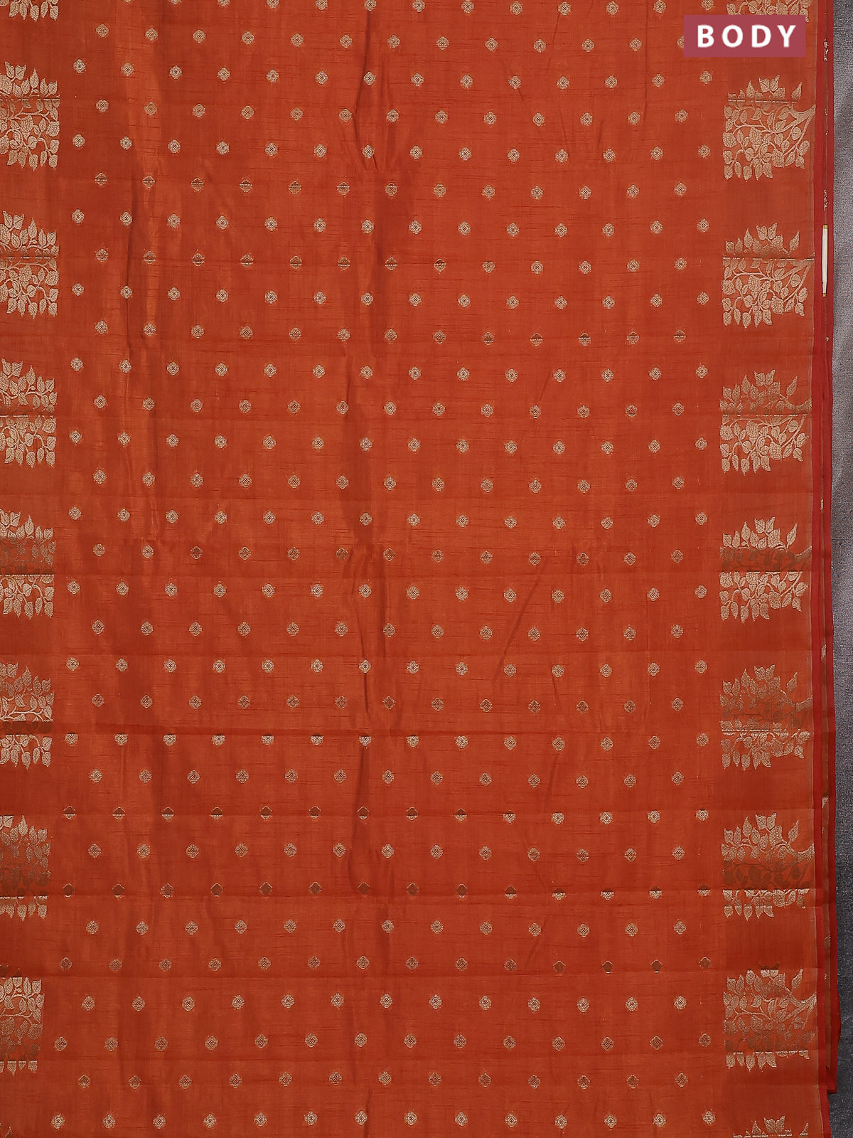 Semi raw silk saree rust shade with allover zari woven 1000 buttas and ...