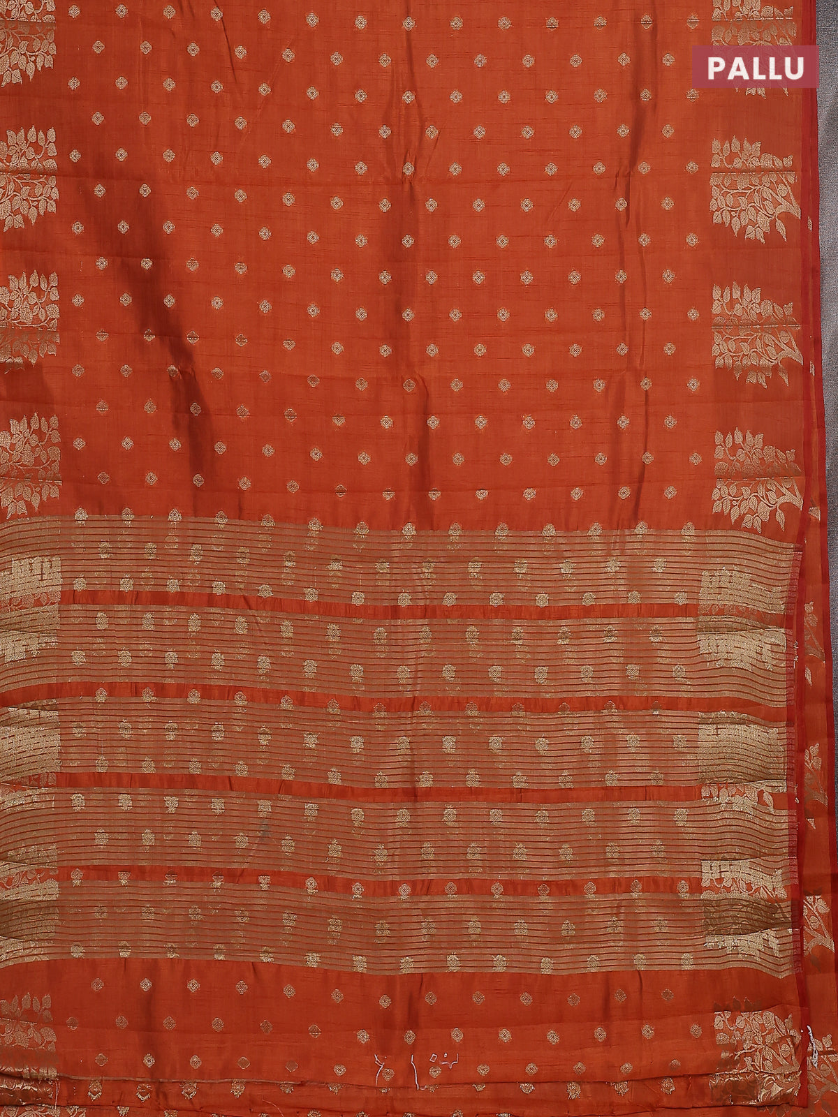 Semi raw silk saree rust shade with allover zari woven 1000 buttas and ...