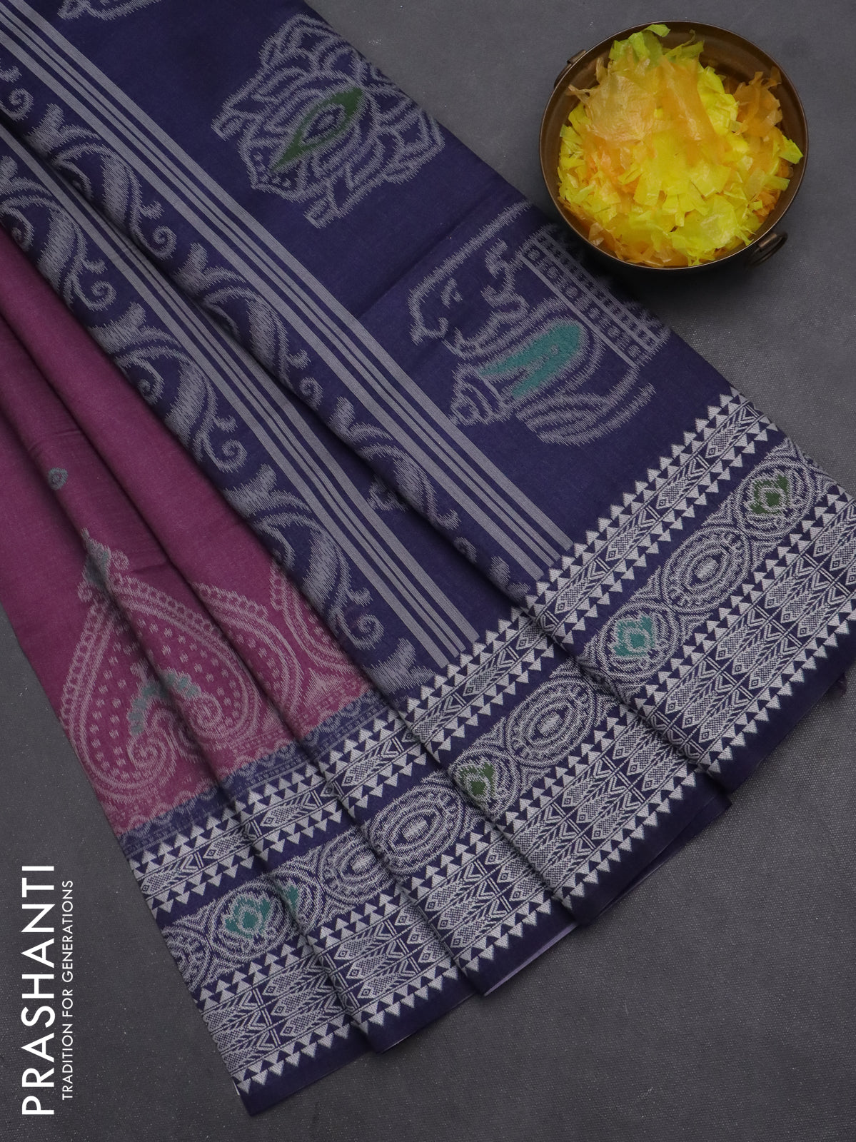 Semi sambalpuri silk saree wine shade and navy blue with allover ikat ...