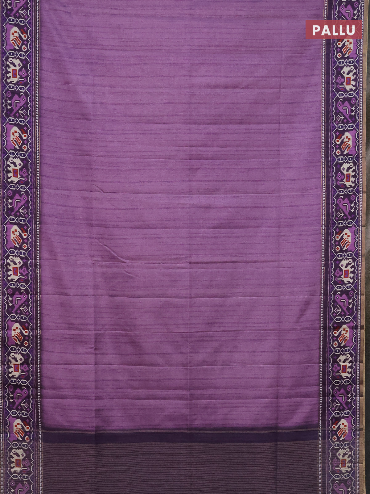 Semi tussar saree mild purple and purple with plain body and patola pr ...