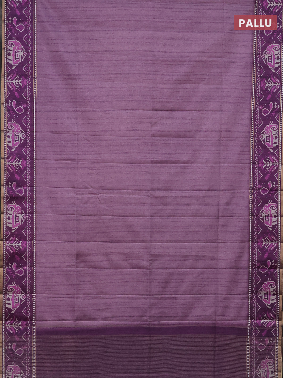 Semi tussar saree mild purple and purple with plain body and patola pr ...