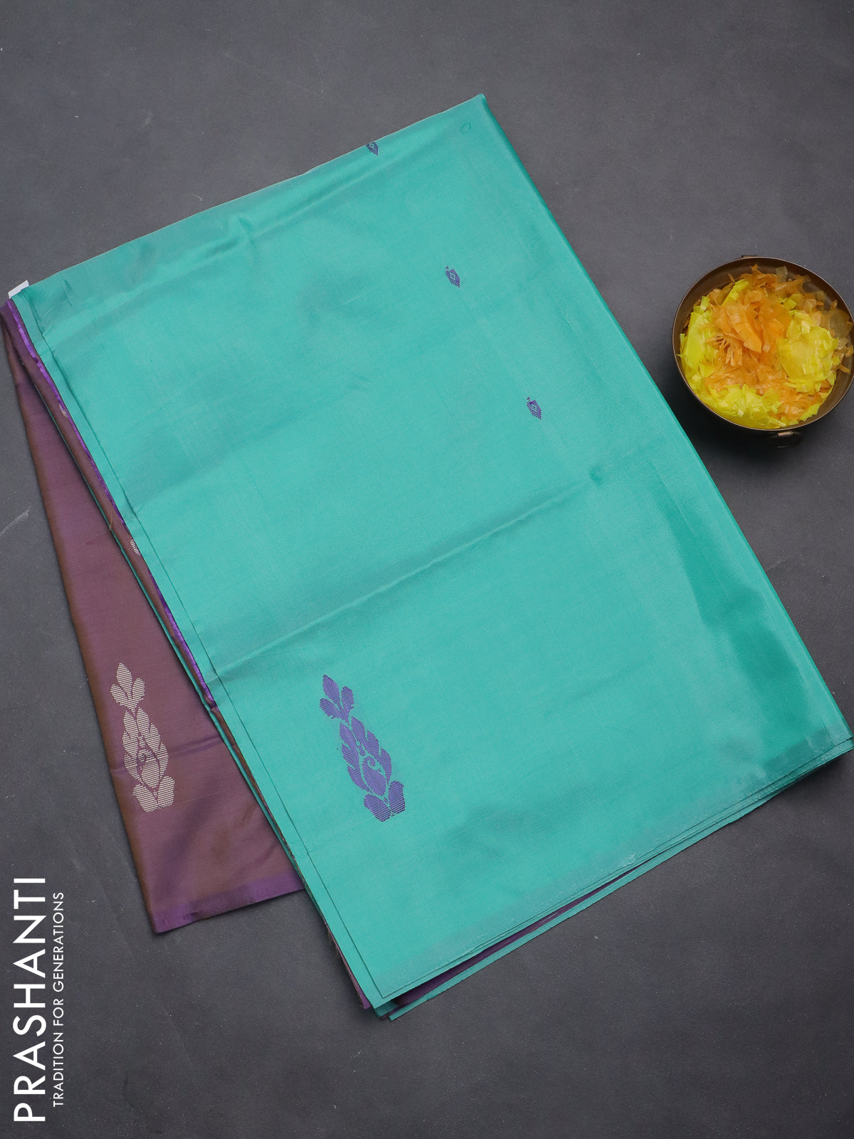 Banana pith saree teal green shade and dual shade of violet with threa ...