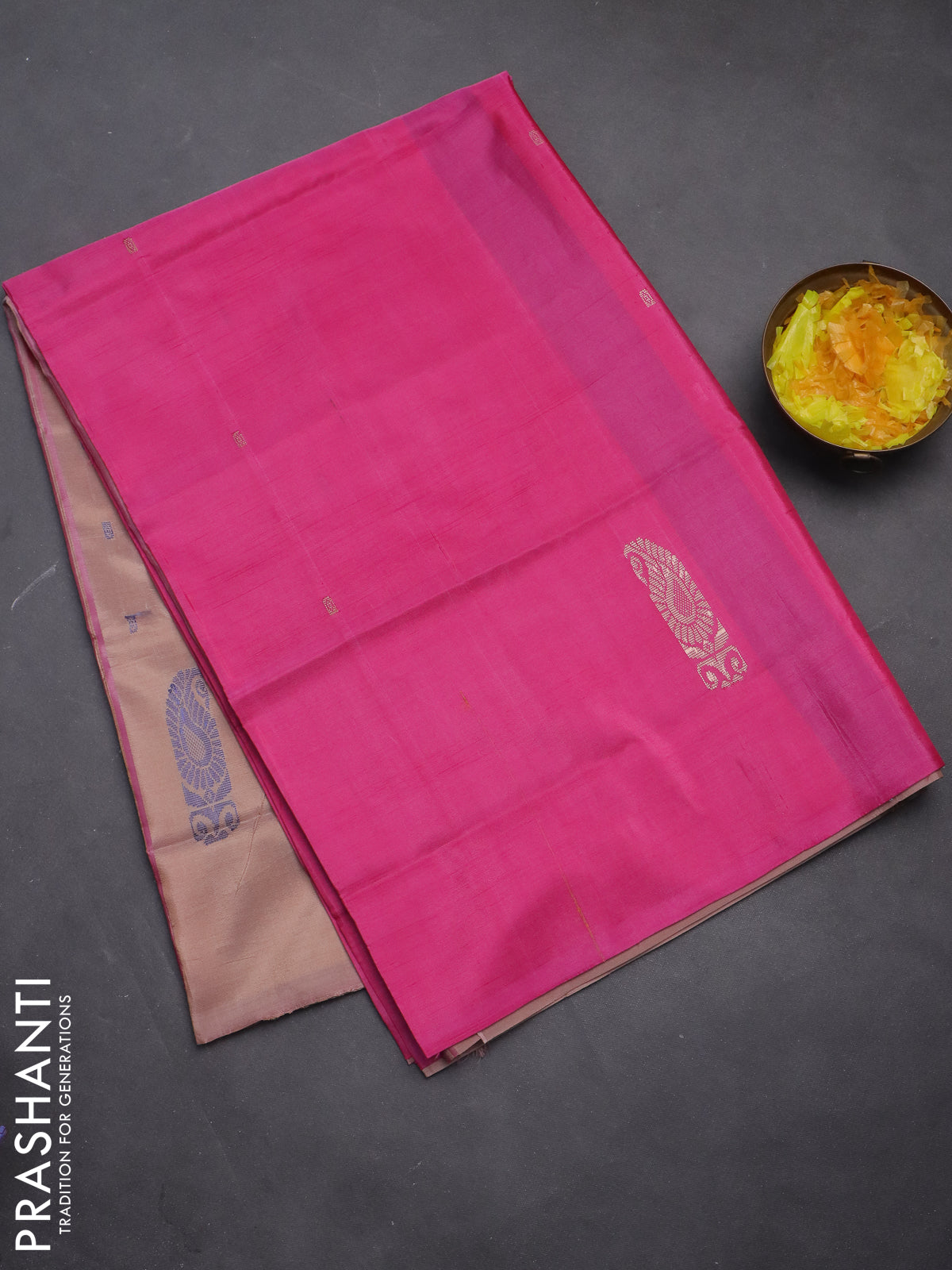 Banana pith saree pink and pastel peach shade with thread woven buttas ...
