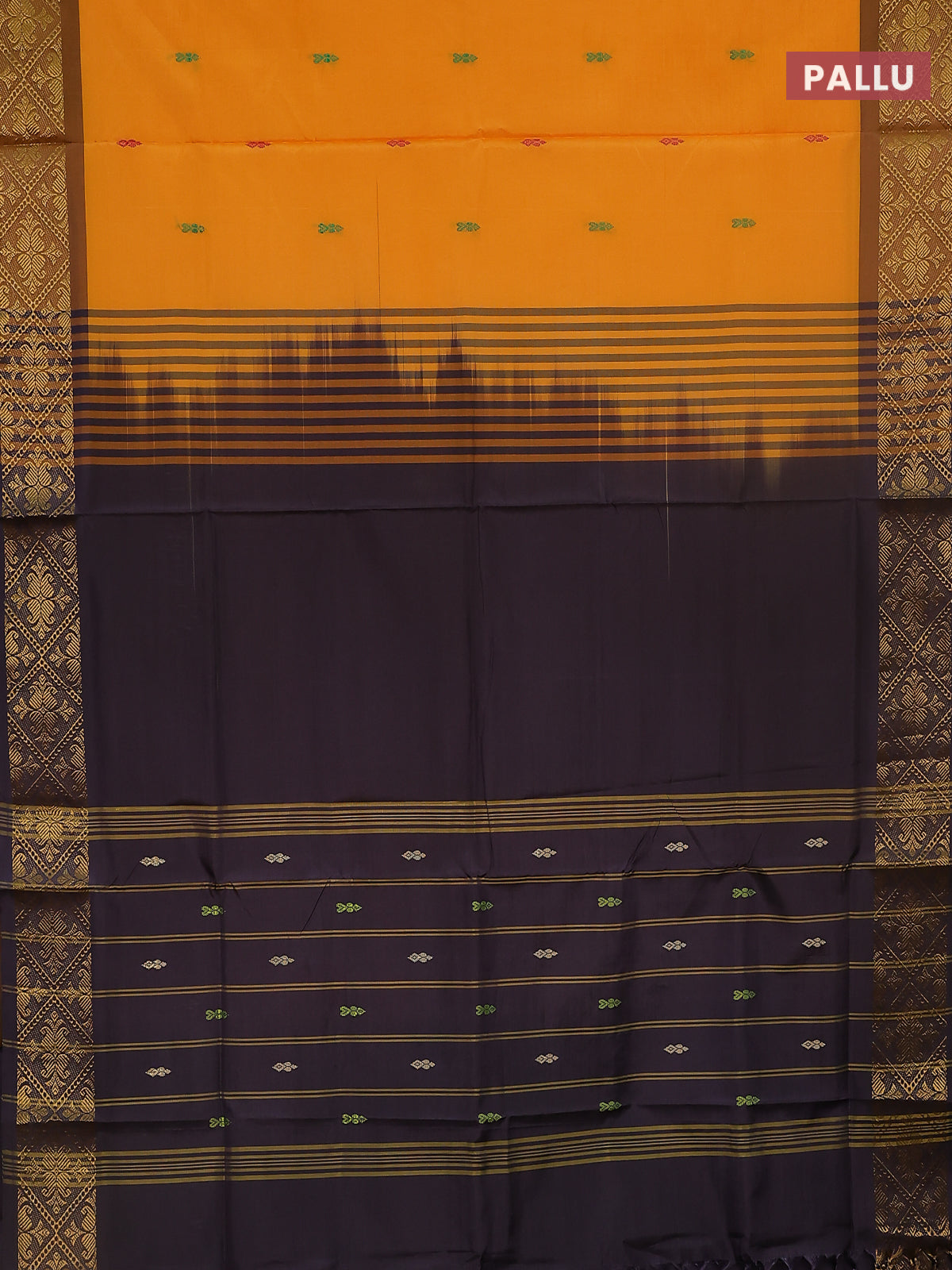 Banana pith saree mango yellow and deep wine with thread woven buttas ...