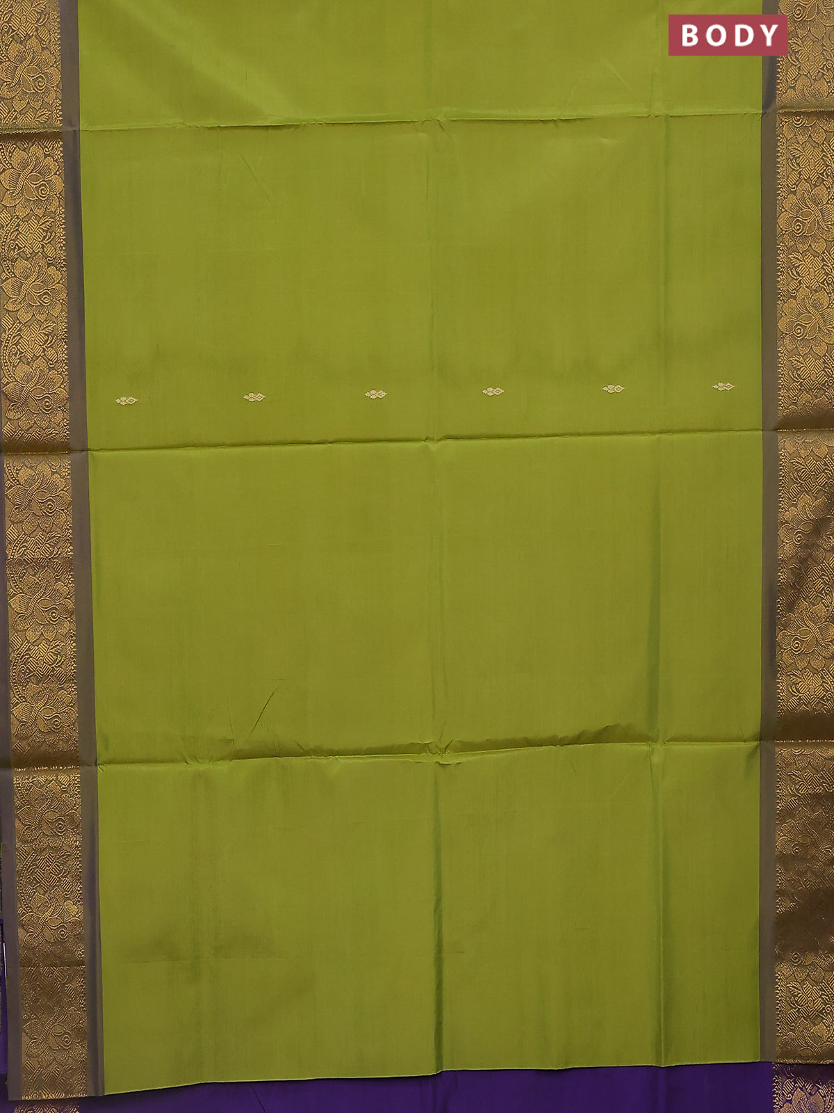 Banana pith saree lime green and violet with thread woven buttas and z ...