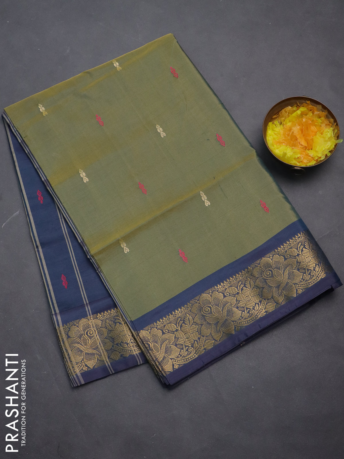 Banana pith saree dual shade of mustard and peacock blue with thread w ...