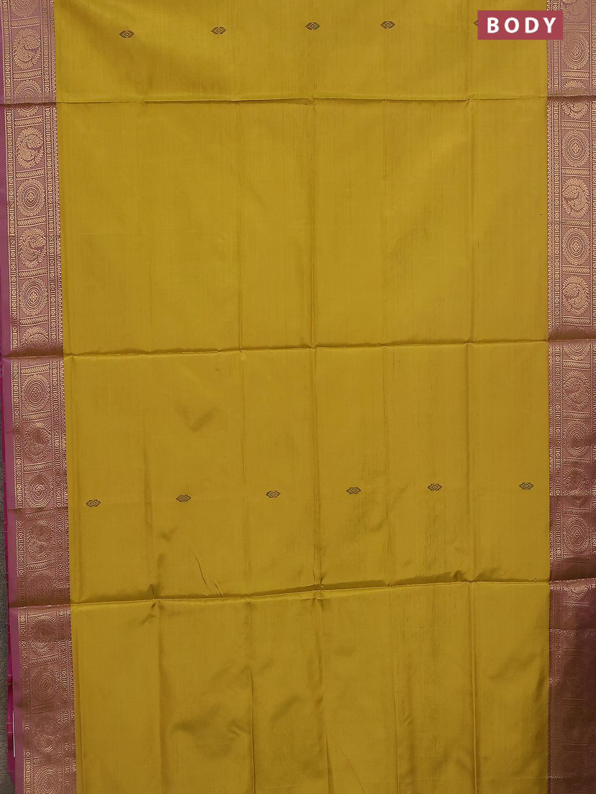 Banana pith saree mustard yellow and pink with thread woven buttas and ...