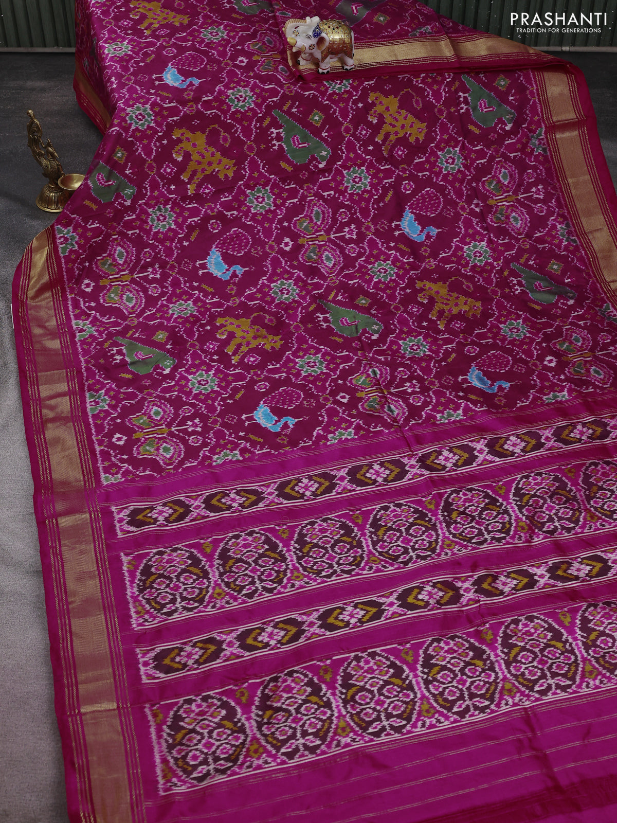 Pochampally silk saree dark magenta pink and pink with allover patola ...