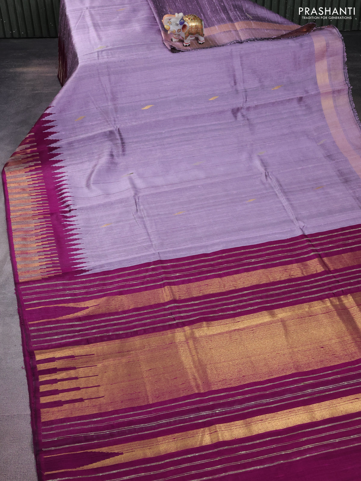 Pure dupion silk saree mild purple and purple with thread & zari woven ...