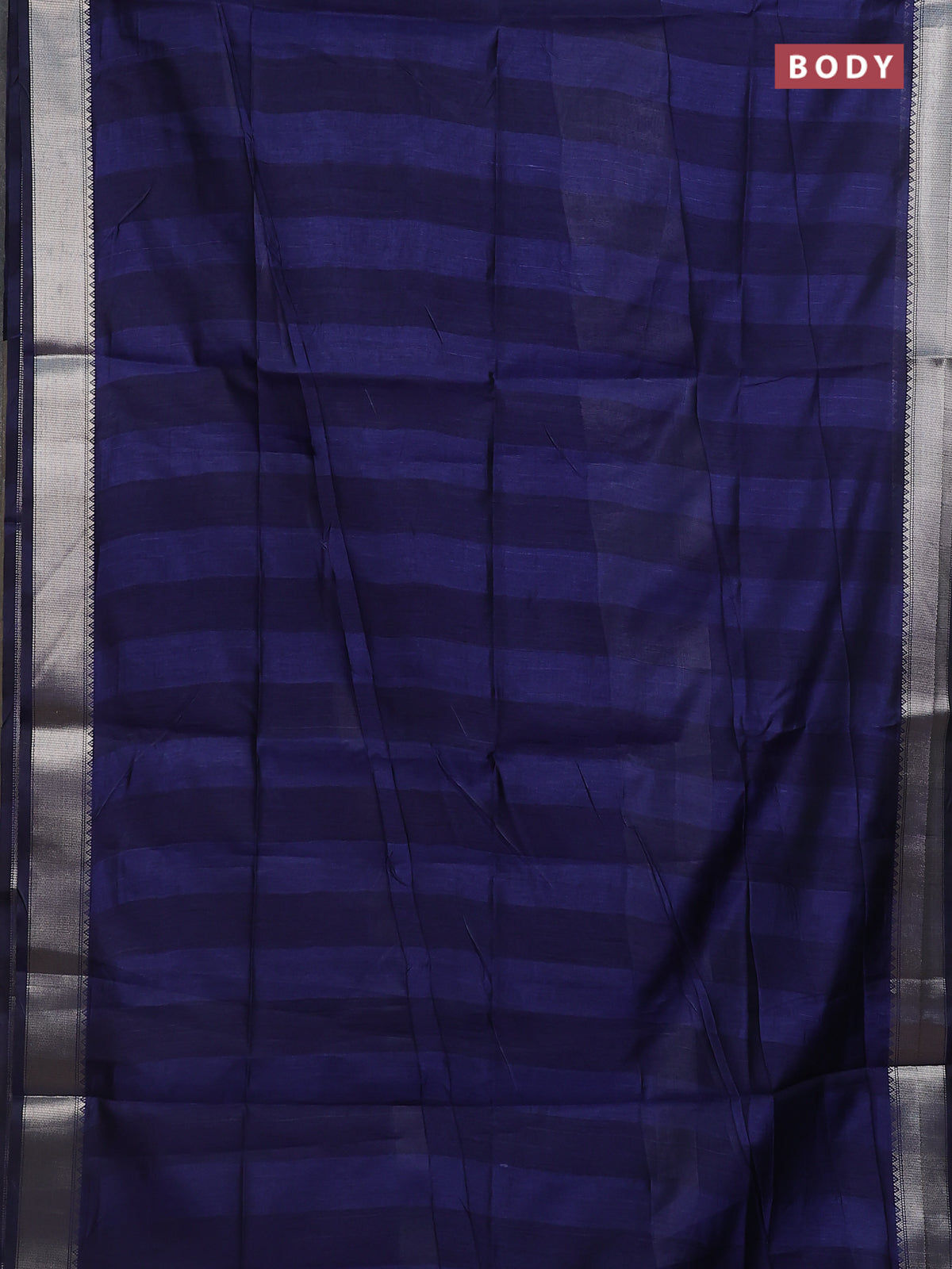 Semi dupion saree navy blue and beige with plain body and madhubani pr ...