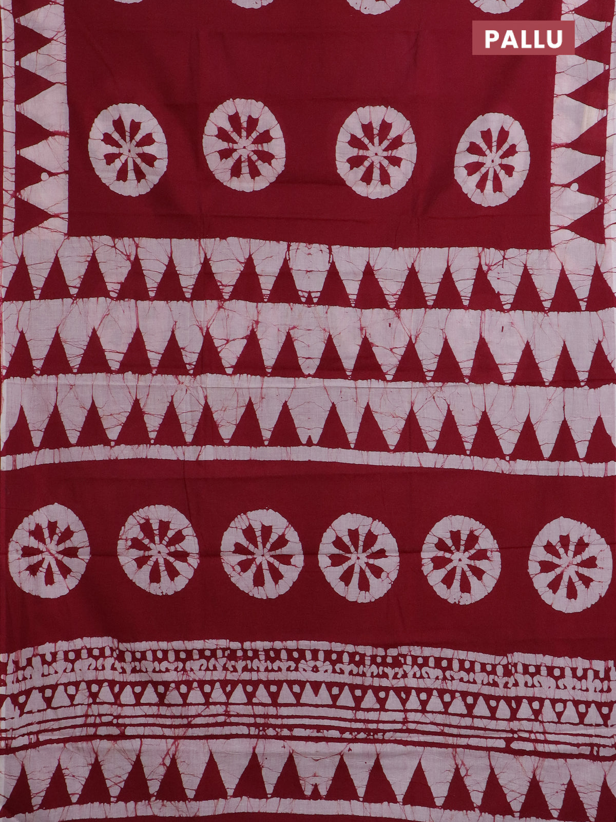 Jaipur cotton saree maroon and off white with batik butta prints and p ...