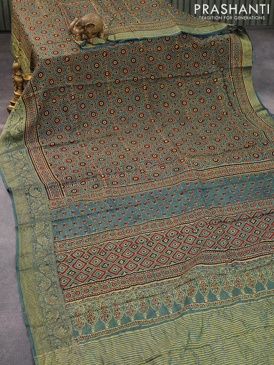 Ajrakh Printed Sarees - Dola Silk & Modal Silk – Prashanti Sarees